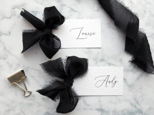 Bow Chiffon Ribbon Place Cards | LetLoveSparkleDesign