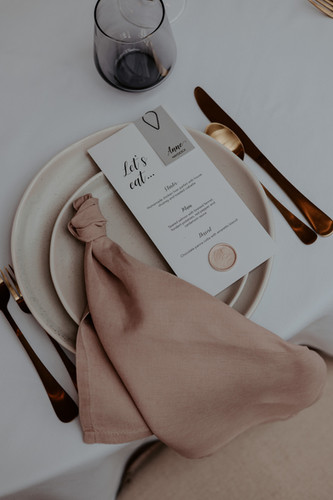 Wedding Menus with Guest Name Tag and Wax Seal | LetLoveSparkleDesign