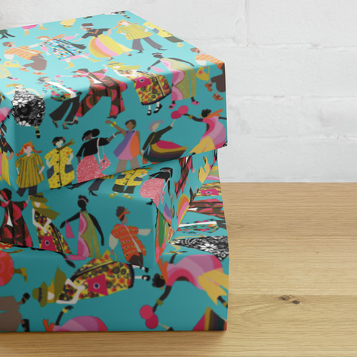 Go Girls Gift Wrap Blue-3 Sheets | Ceci Bowman Designs