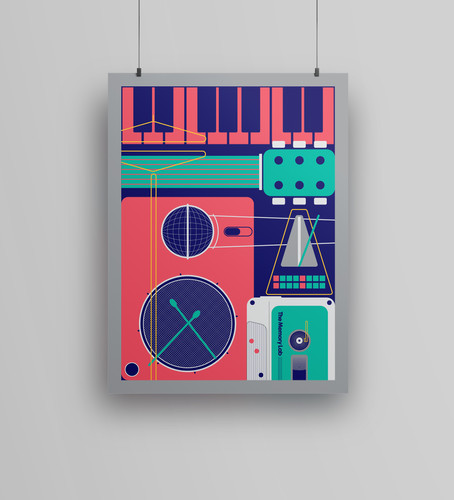 Musical Grid - Pink, Teal, Navy | The Memory Lab