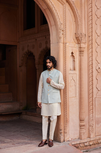 Basit Nehru Jacket Set | Contrast By Parth