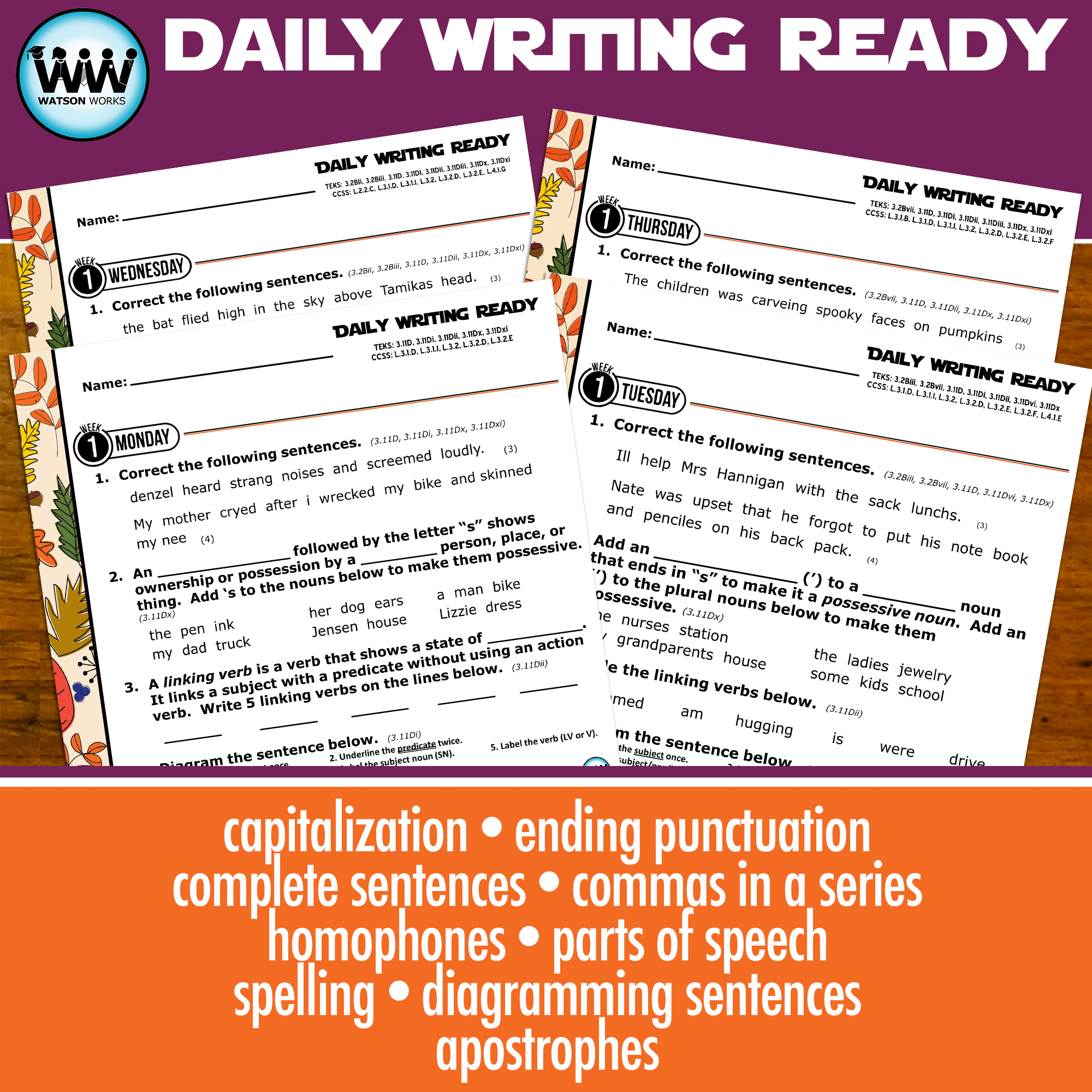 3rd Grade October Daily Language Review | watson-works