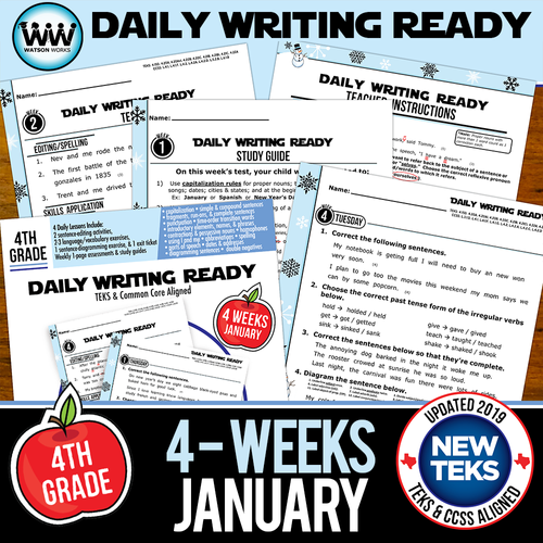4th Grade Daily Language Review for January New ELA TEKS | watson-works