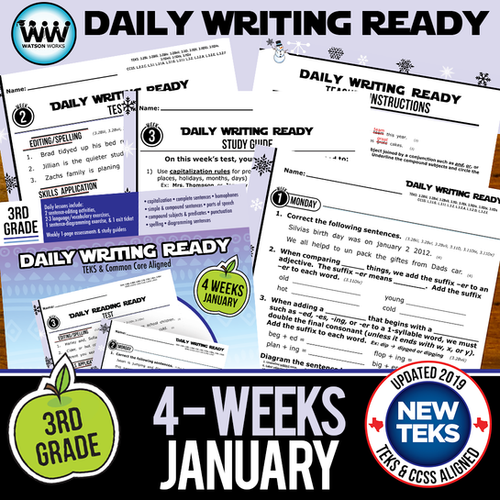 3rd Grade Daily Language Review for January New ELA TEKS | watson-works