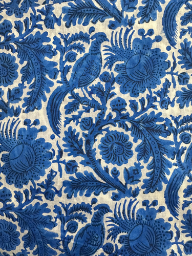 Cassandra Harper Voile - Indian Pheasant - Blue | Sachs & Cornish