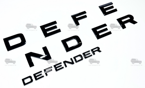 Gloss Black DEFENDER lettering - Double Set | Car Emblems UK