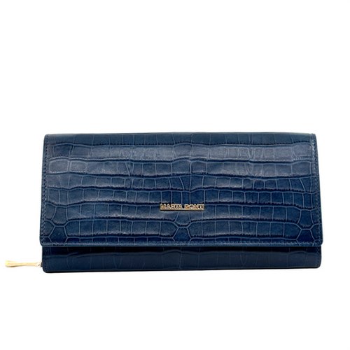 Seven Inch Deluxe Croco Wallet in Azul | First Street LeatherMarta ...
