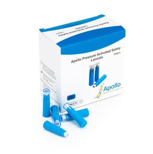Apollo Pressure Activated Safety Lancets 28G | Apollo Medical
