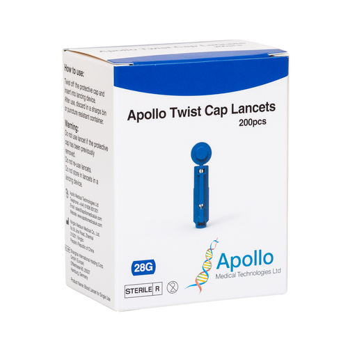 Apollo Twist Cap Lancets 28G - Carton | Apollo Medical