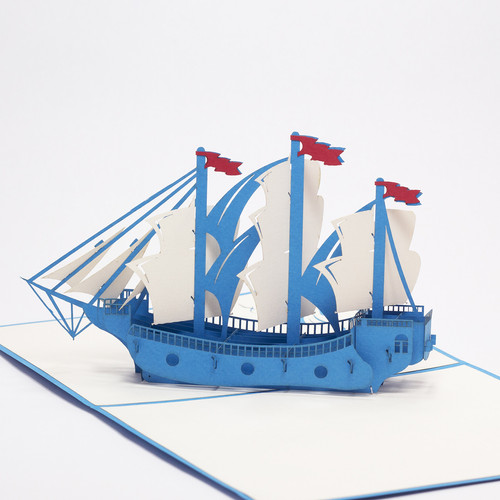 Blue Boat Pop Up Card | Handmade Shop