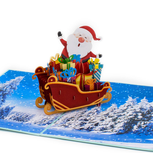 Santa on the Sleigh Pop Up Card | Handmade Shop
