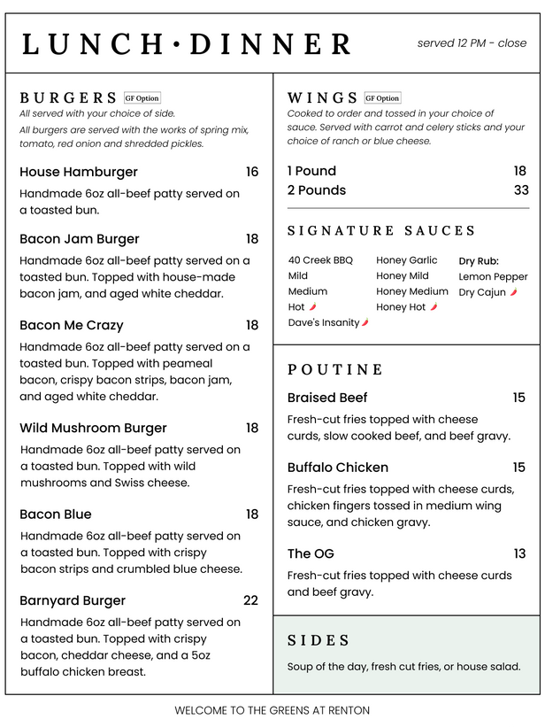 The Greens Bistro | The Greens At Renton