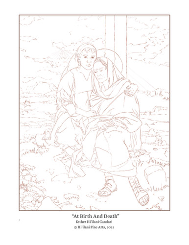 "At Birth and Death" Coloring Page | hiilanifinearts
