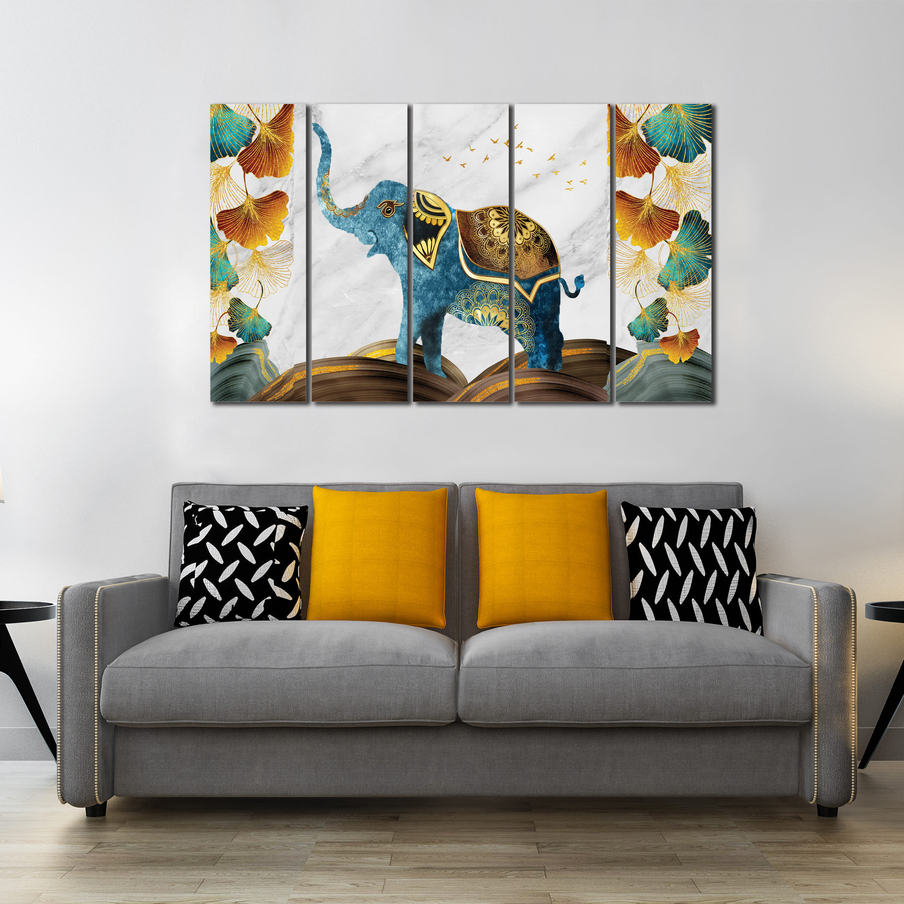 wens-vastu-classic-elephant-5-pieces-laminated-wall-art-panels
