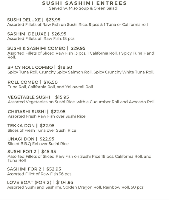 Menu | Sushi Sumo | Kirkwood Highway