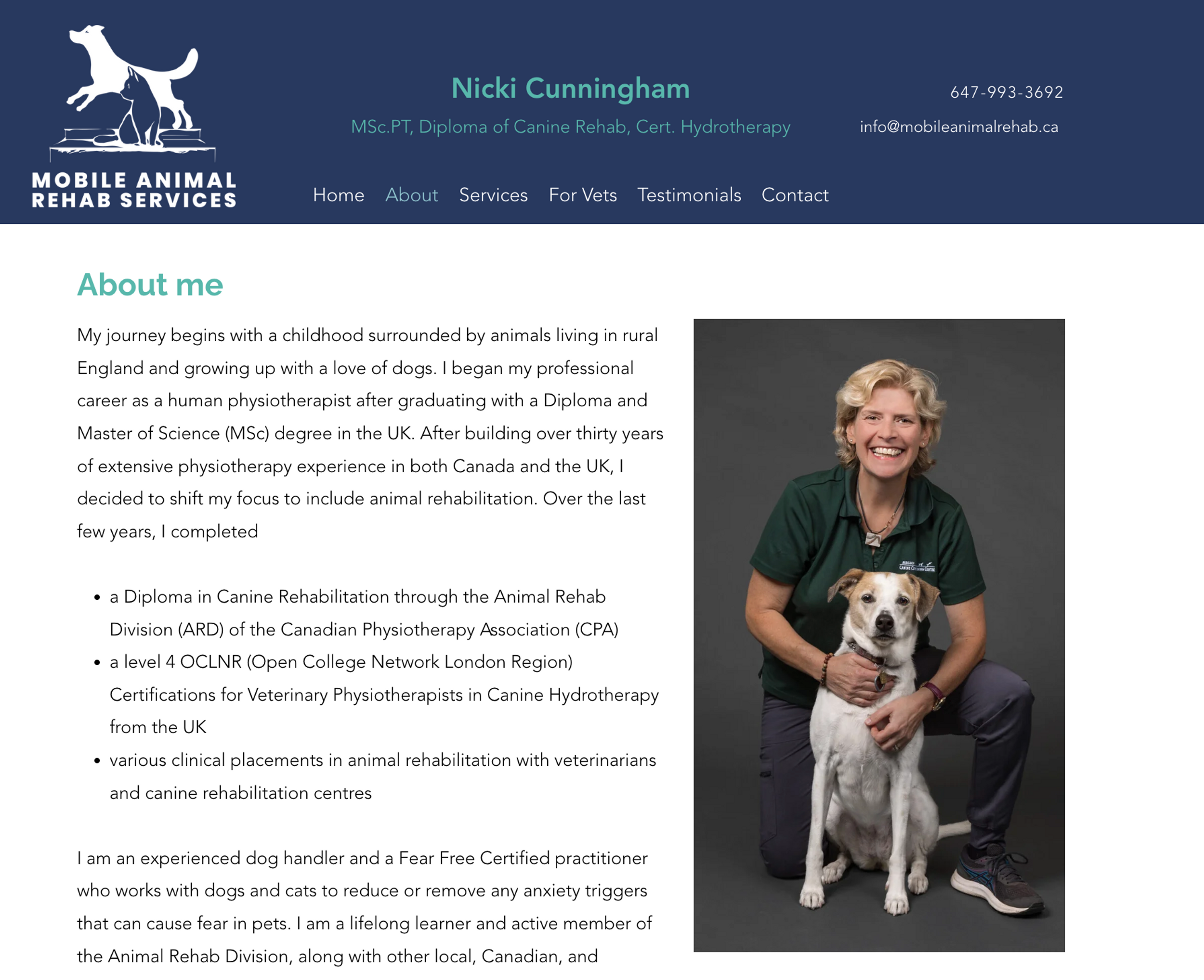 About Us | Mobile Animal Rehab Services | Meet Nicki Cunningham