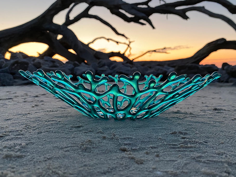 Caribbean Blue Glass Coral Bowl | Coastal Creations GA