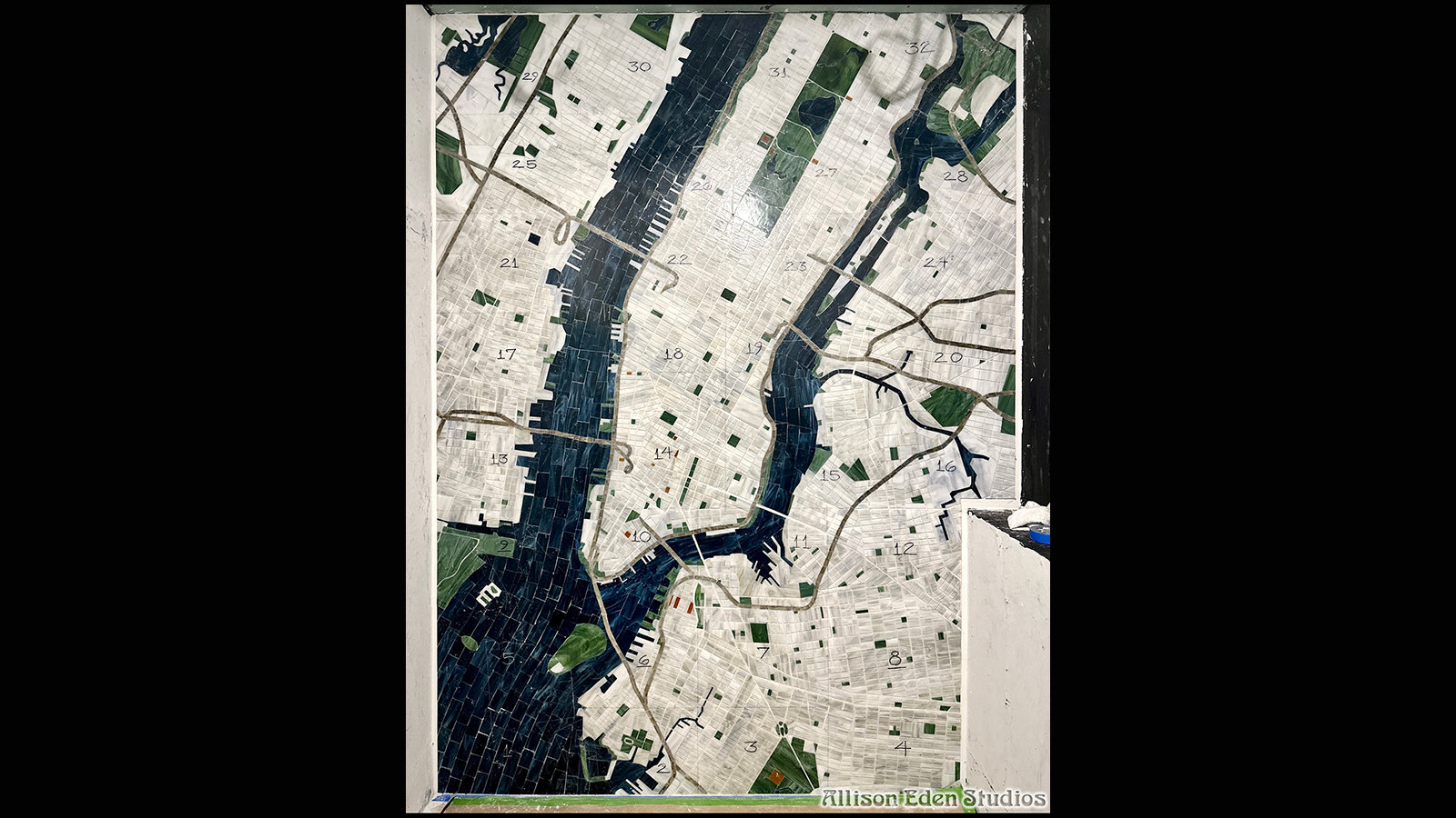 New York City Map Mosaic Tile Bath by Allison Eden Studios