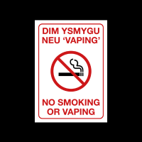 Welsh/English Paper Sign Pack- “NO SMOKING OR VAPING" | Election Shop ...