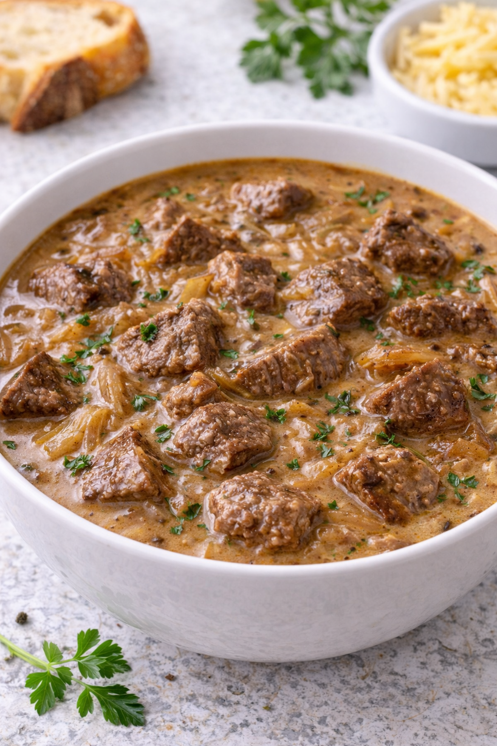 Creamy French Onion Beef Stew | Homegrown Kitchen Table