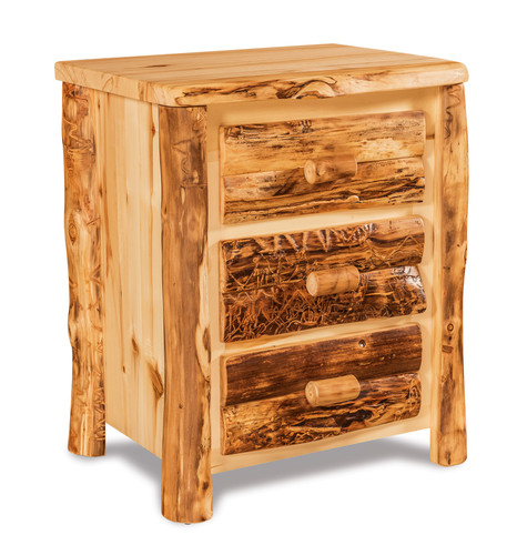 Log | Nightstand | 3 Drawers, Slab Fronts | Simon Pure