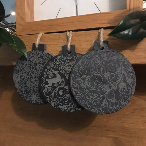 Slate Christmas Baubles | Laughing Bumblebee