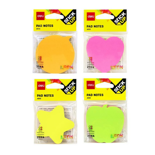 Deli Sticky Notes Shaped 3x3 inch 20 Sheets x 4 Colors | Al Mutanabbi S