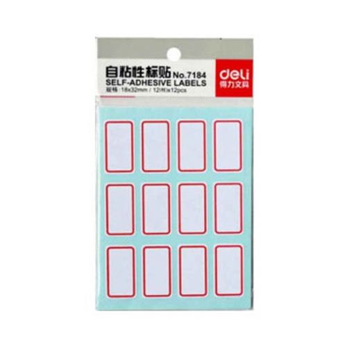 Deli Label White 18x32mm 12 labels x 12 sheets | Al Mutanabbi S