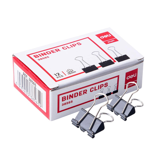 Deli Binder Clip 19mm Black 12 pieces | Al Mutanabbi S
