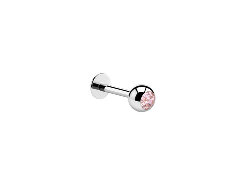 Externally Threaded Labret with Gem (Light Pink) | Doc Black Ink