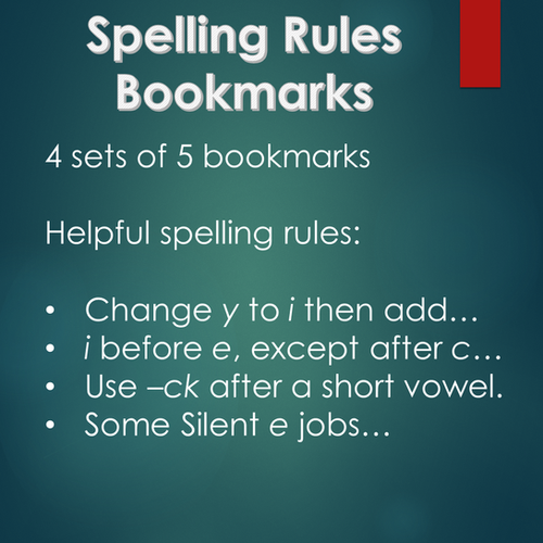 Spelling Rules Bookmarks | barbimcswain