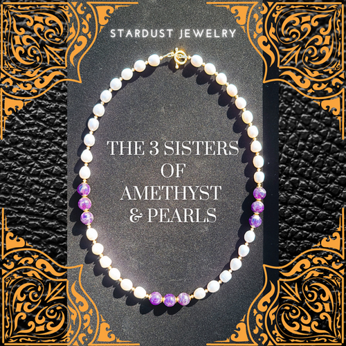 The 3 Sisters Of Amethyst & Pearls Necklace | The Sacred Tree