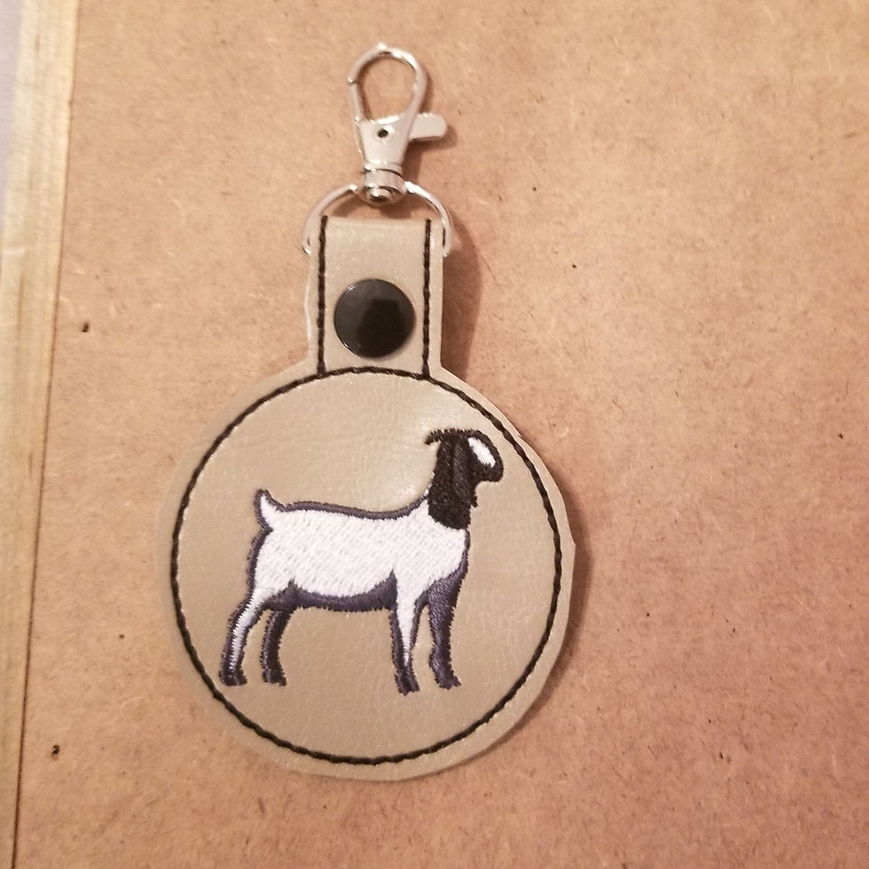 Boer Goat Key Chain , Purse or Book Bag clip | Cotton Bean Farms