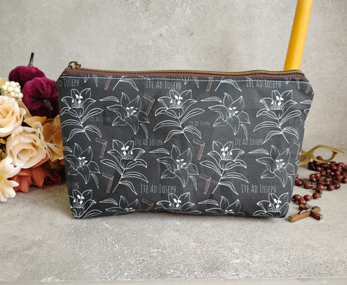 Saint Joseph Black Makeup Bag | Holy Queen Handmade
