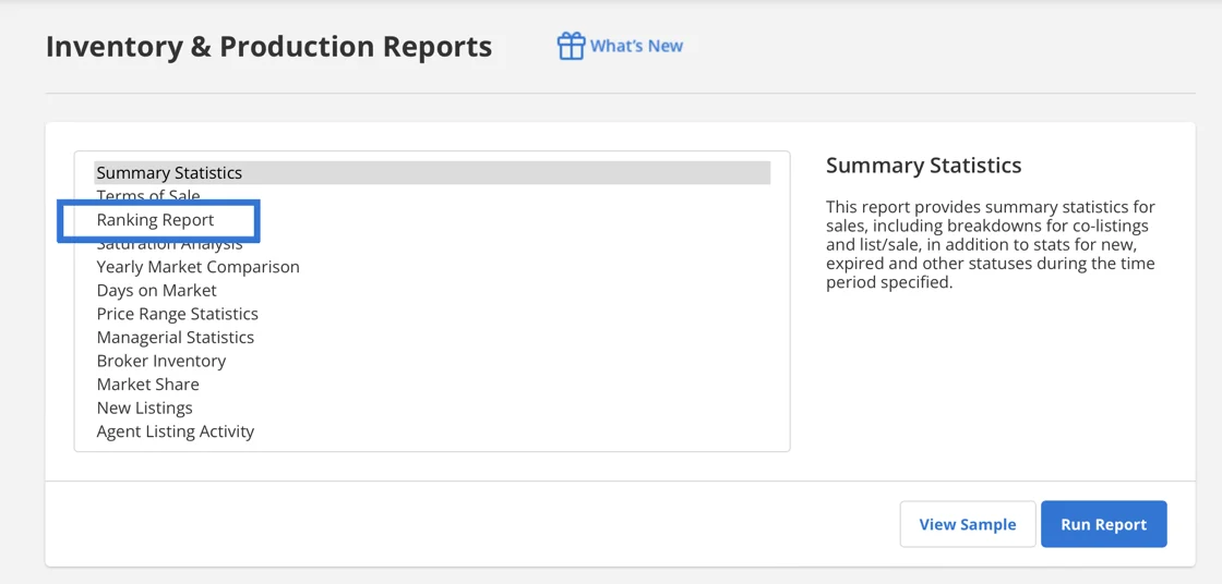 Ranking Report Added to Inventory & Production Reports Menu