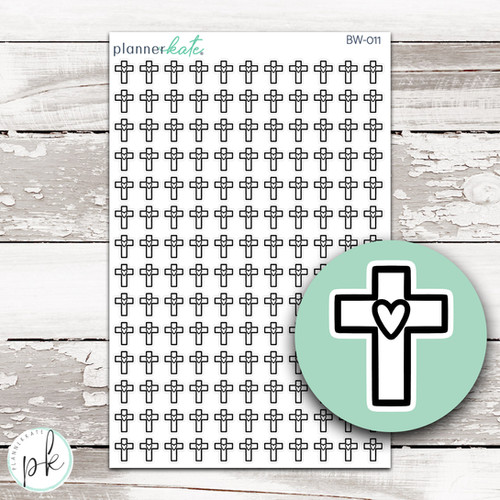 BW-011 || CROSS / CHURCH Icon Sticker | PlannerKate