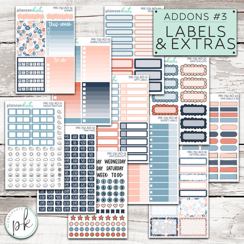 MK-732 ADD ONS #3 || "Bloom" Kit Add Ons - Labels / Extras | PlannerKate