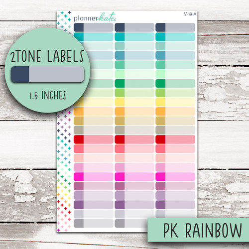 Two Tone Skinny Labels for 7x9 Planners - PK Rainbow || V-19 | PlannerKate