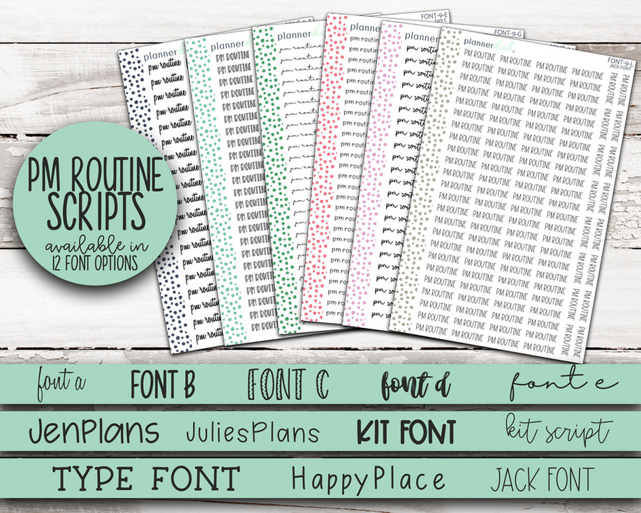 FONT-9 || PM ROUTINE Scripts - 12 Font Options | PlannerKate