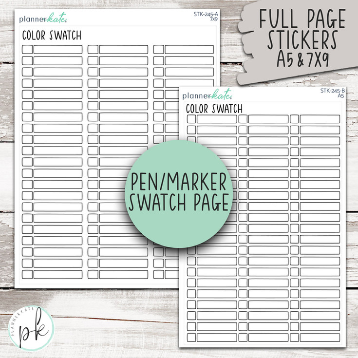 STK-245 || Pen / Mark Color Swatch Dashboard Sticker | PlannerKate