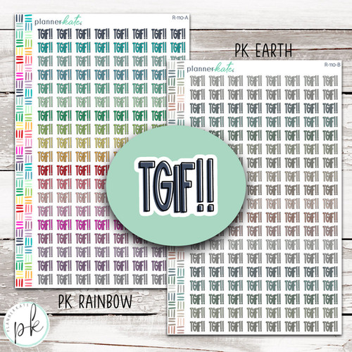 R-110 || TGIF!! Large Script Stickers | PlannerKate