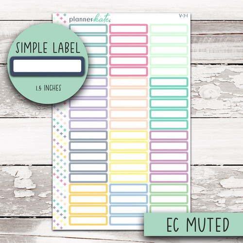 V-7 || Simple Labels for 7x9 Planner - EC Monthly Muted | PlannerKate