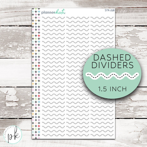 STK-258 || Wavy Dashed Divider Stickers (1.5 Inch) | PlannerKate