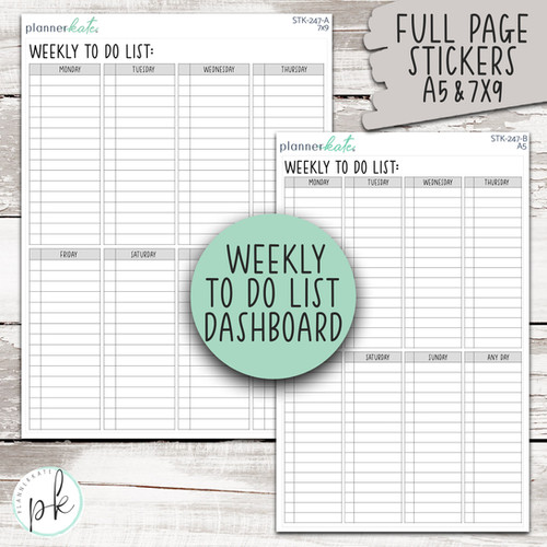 STK-247 || Weekly To Do List Planning Dashboard Sticker | PlannerKate