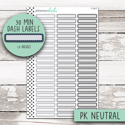 V-36-F || 30 Minute Color Dash Label for 7x9 Planner - PK Neutral ...