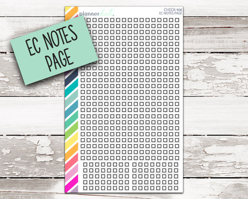 CHECK-106 || EC NOTES PAGE Checklist Planner Stickers | PlannerKate