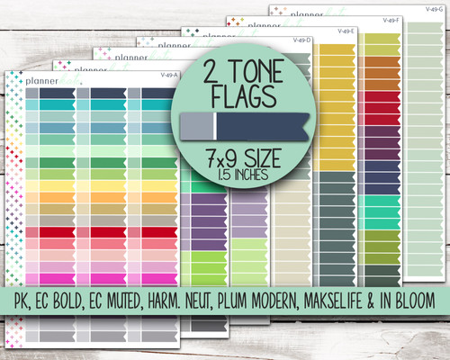 V-49 || Two Tone Flag Labels for 7x9 Planners | PlannerKate
