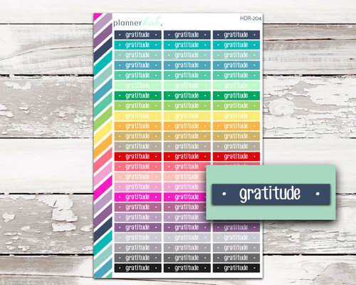 *RF SALE!* HDR-204 || GRATITUDE Header Stickers | PlannerKate
