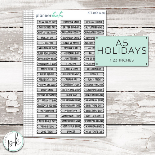 KIT-8XX A-09 || Banner Holidays for A5 Planner (1.2 Inch) | PlannerKate