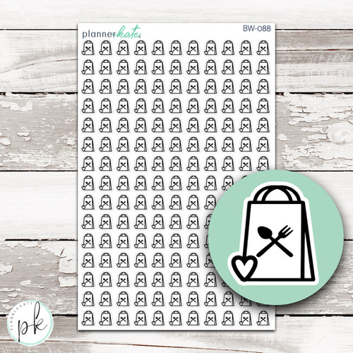 BW-88 || TAKEOUT Icon Stickers | PlannerKate